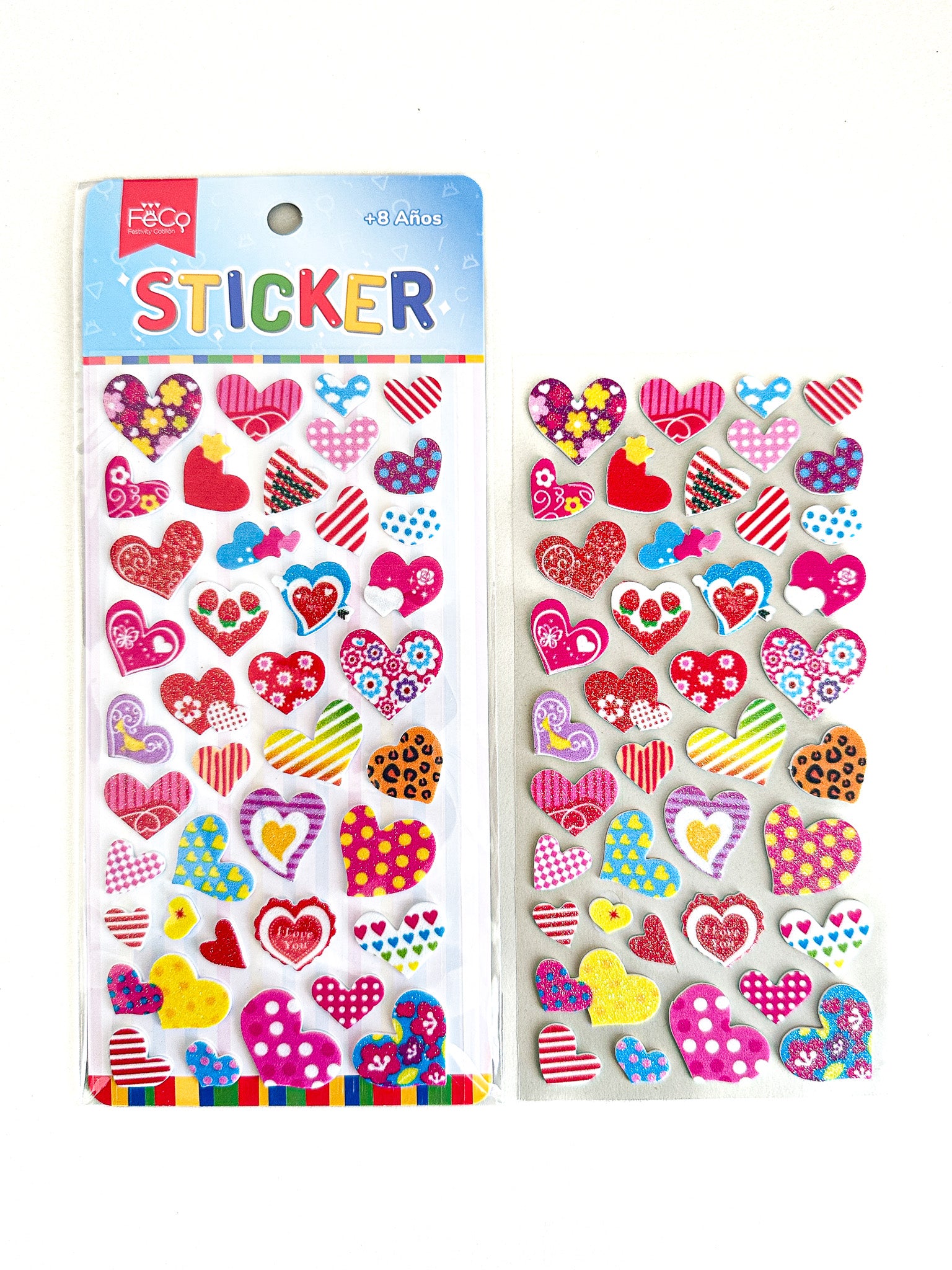 Sticker Glitter Infantil Corazones 12 Unidades – KiraKira